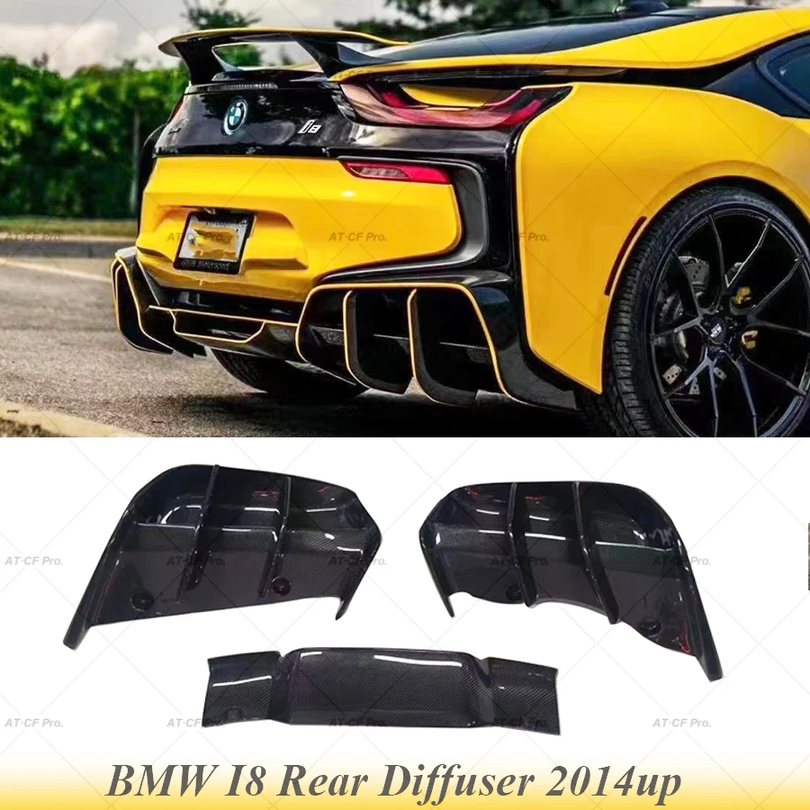 I8 Real Carbon Fiber Frp Rear Bumper Diffuser With Big Fin Side ...