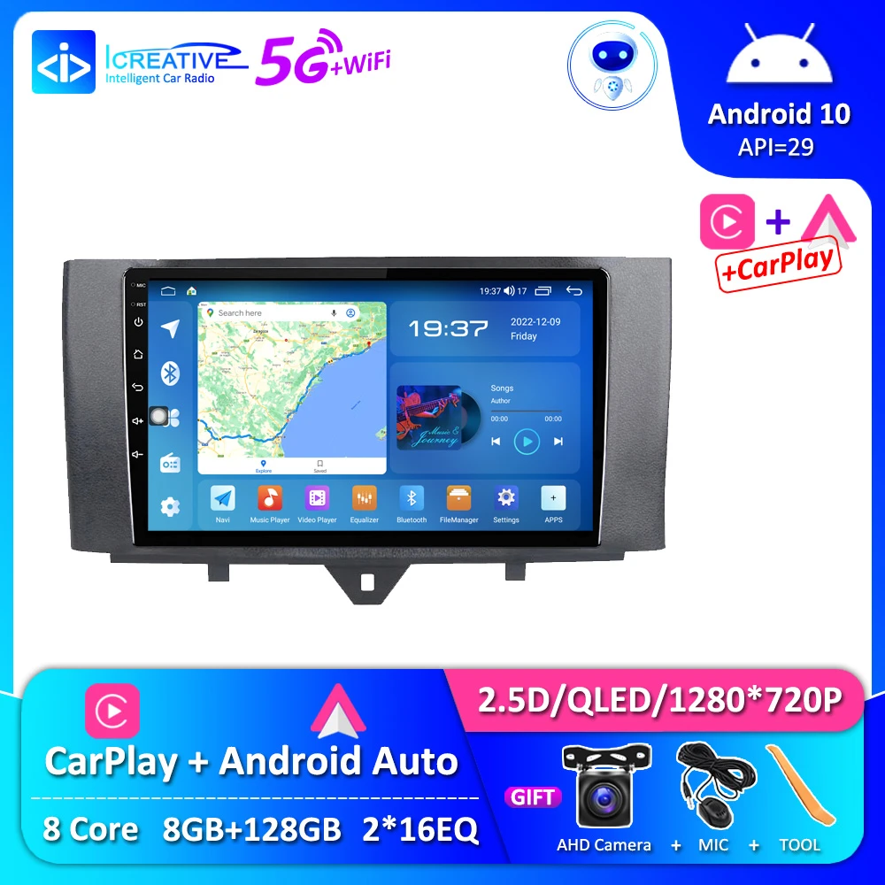 Icreative Android 10 Auto Stereo Für Mercedes Benz Smart Fortwo 451 2010 - 2015 DSP Multimedia ...