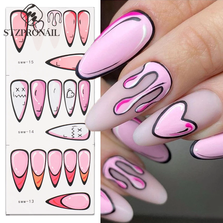 Nail-Art-Stickers-Comic-Nails-Water-Decal-2023-Cartoon-Anime-French ...