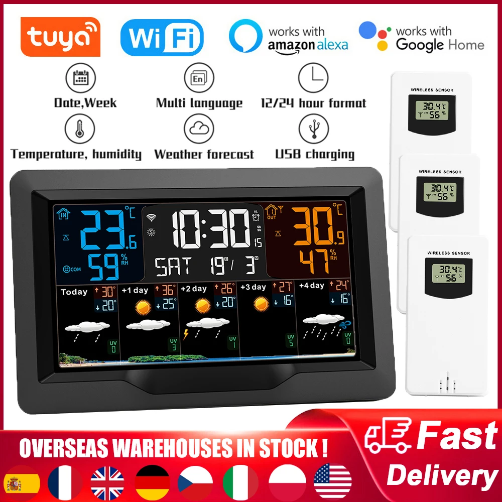 Tuya-WIFI-Smart-Weather-Station-Indoor-Outdoor-Temperature-Humidity-Meter-Weather-Forecast ...
