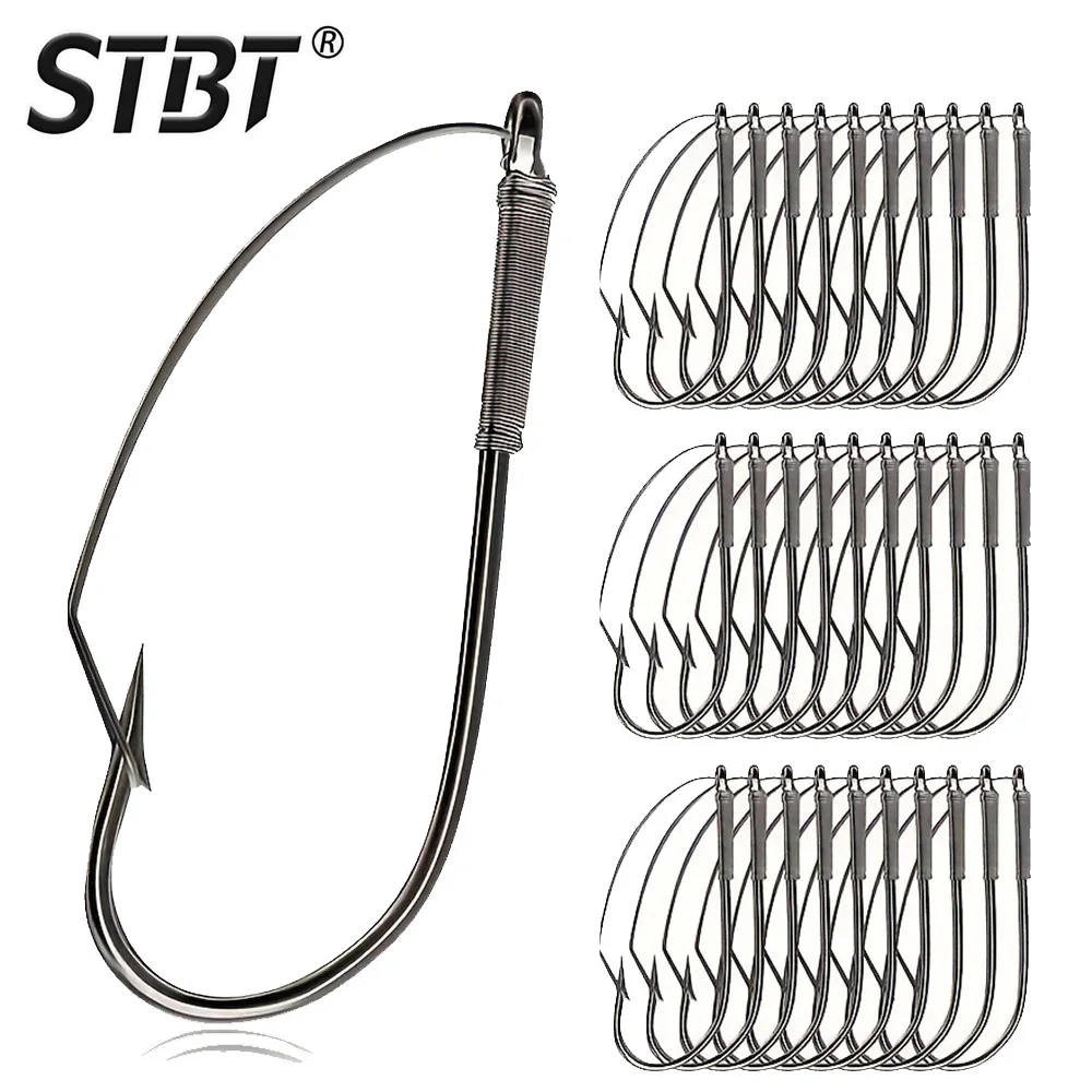 STBT 10pcs High Carbon Steel Anti Bottom Fishing Hook Barbed Insect ...