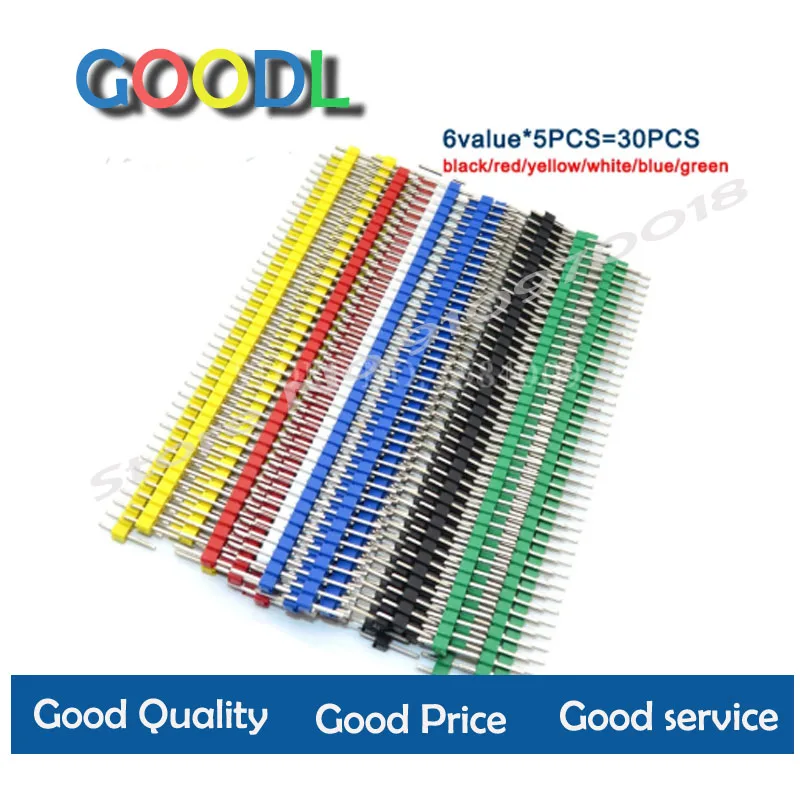 30Pcs 40 pin Breakable Pin Header 2.54mm Single Row Male Header ...