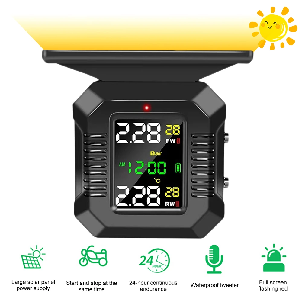 Motorcycle TPMS Solar Power Tire Pressure Monitoring System Colorful ...