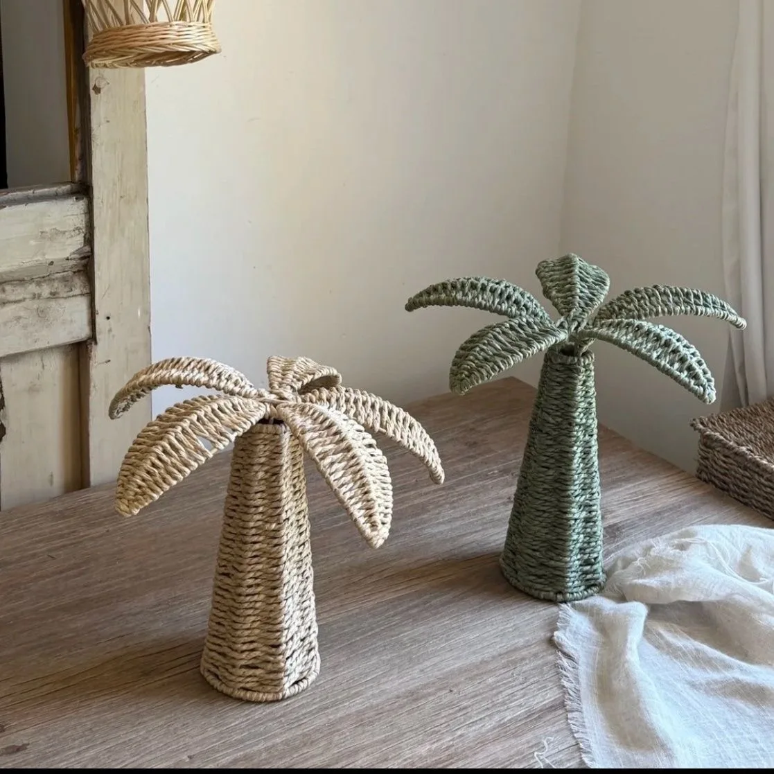 Grass woven flowers, creative home decor, coconut tree landscaping ...