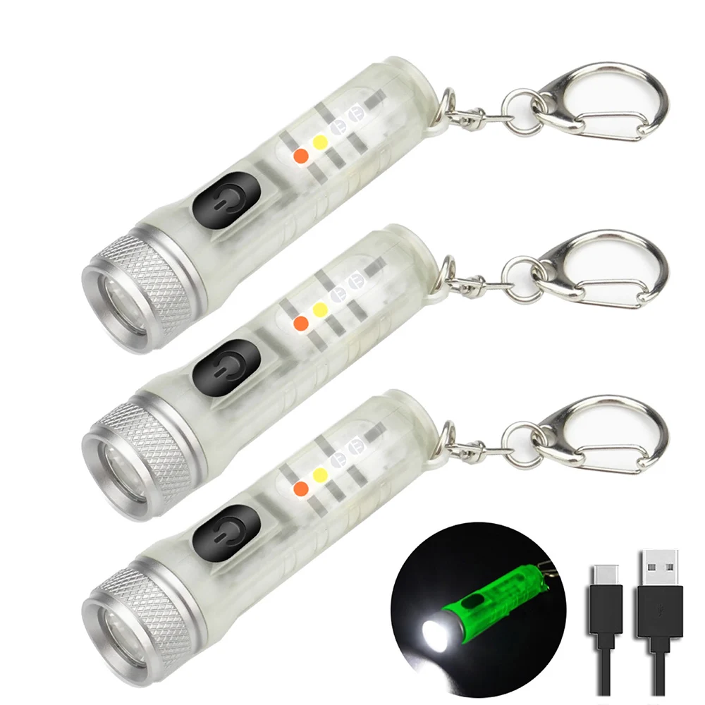 Mini Keychain Flashlight TYPE-C Fast Charging Multi-function IP66 ...