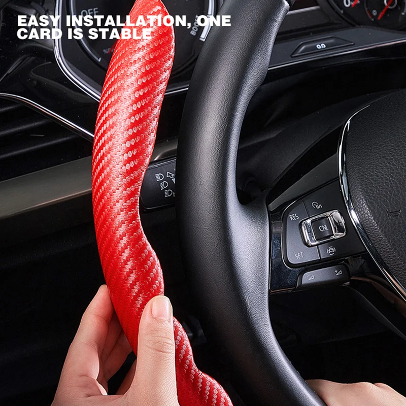 1-Pair-Universal-Non-Slip-Carbon-Fiber-Car-Steering-Cover-Steering ...