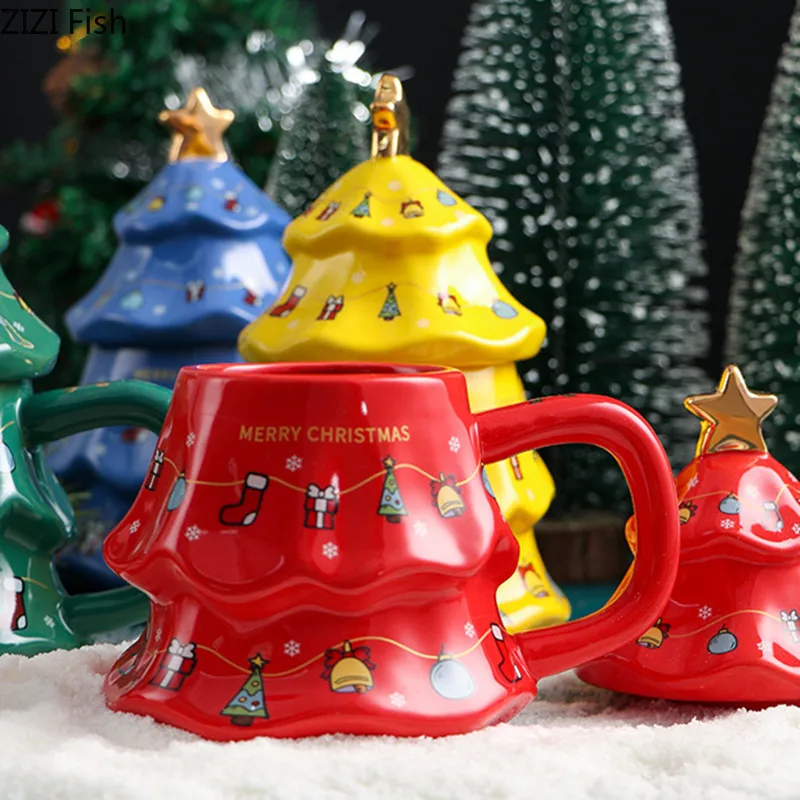 Christmas-Tree-Water-Cup-Large-Capacity-Mug-Home-Creative-Ceramic-Milk ...