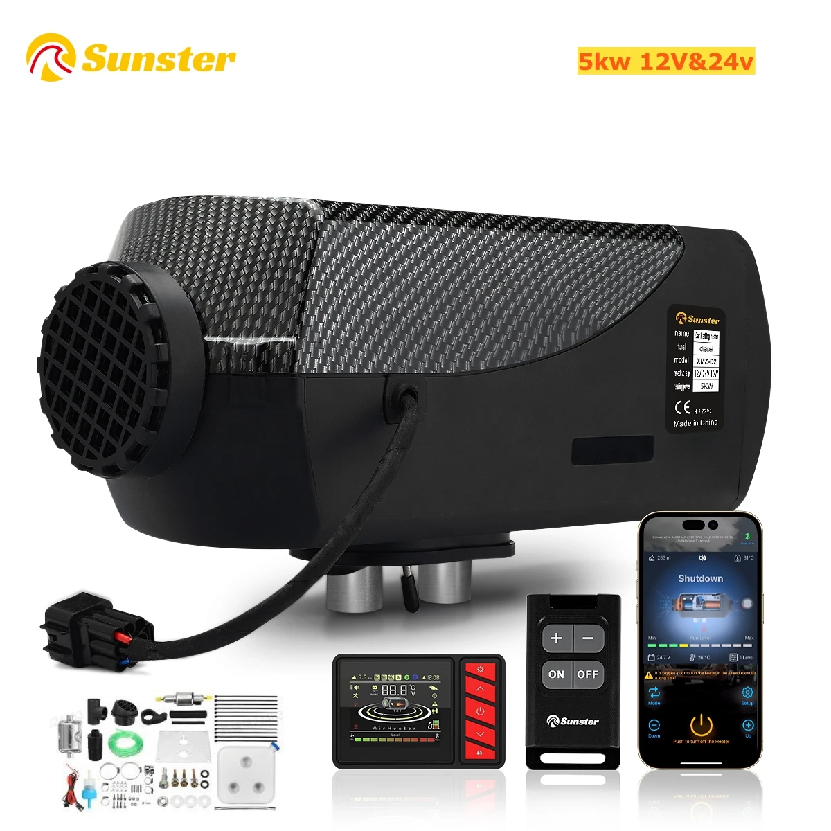 SALE 12V&24V 5KW Car Parking Diesel Air Heater 10L Tank LCD Screen ...