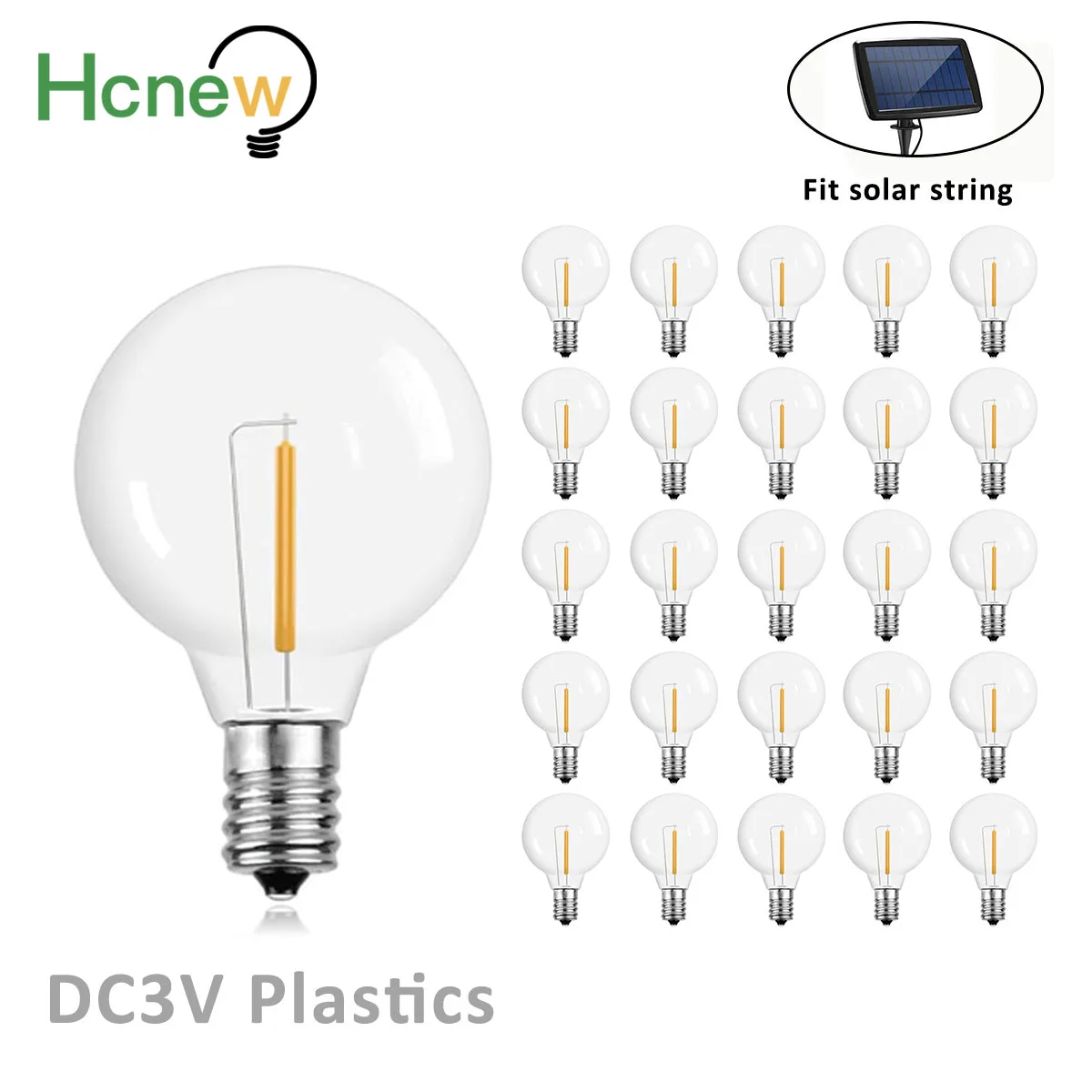 Plastic-Solar-String-Lights-Replacement-LED-Bulbs-DC3V-G40-1W-E12 ...