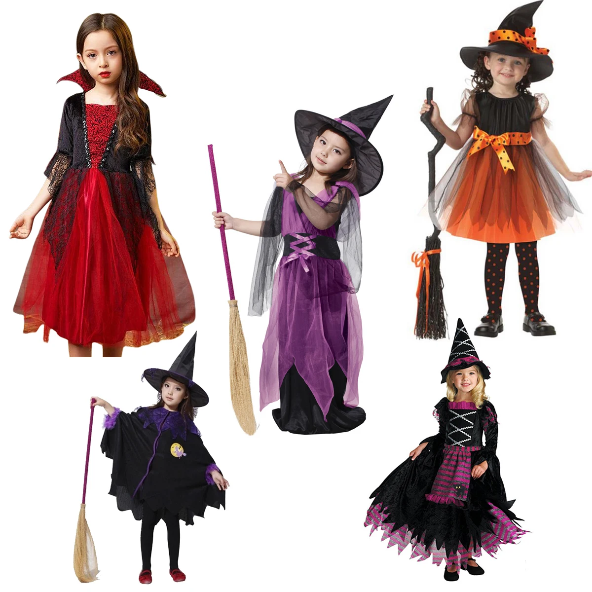 Halloween Costume for Kids Girls Fancy Dress Children Red Hood Dress ...