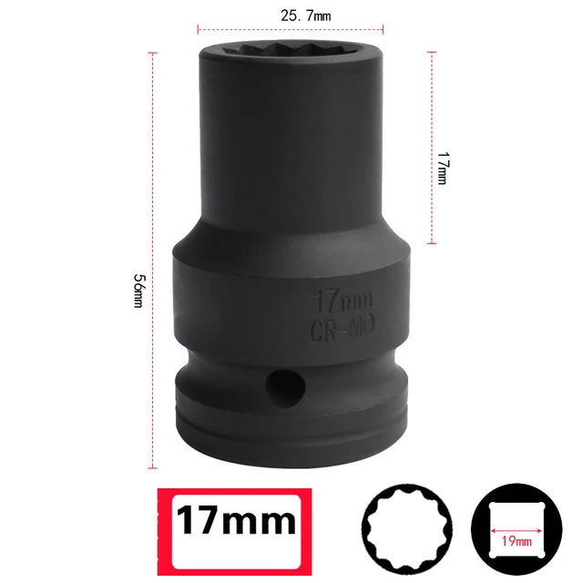 1pcs 56mm Length Impact Pneumatic Socket Driver Torx Head 12 Point 3/4 ...