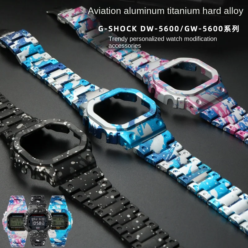 For-Casio-DW5000-DW5600-GW-5600-GW-5000-small-square-strap-titanium ...