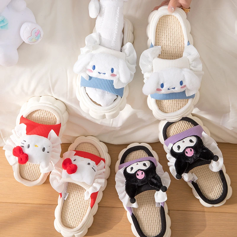 Sanrio Slippers Women Kuromi Cinnamoroll Anti-Sli Four Seasons Home ...