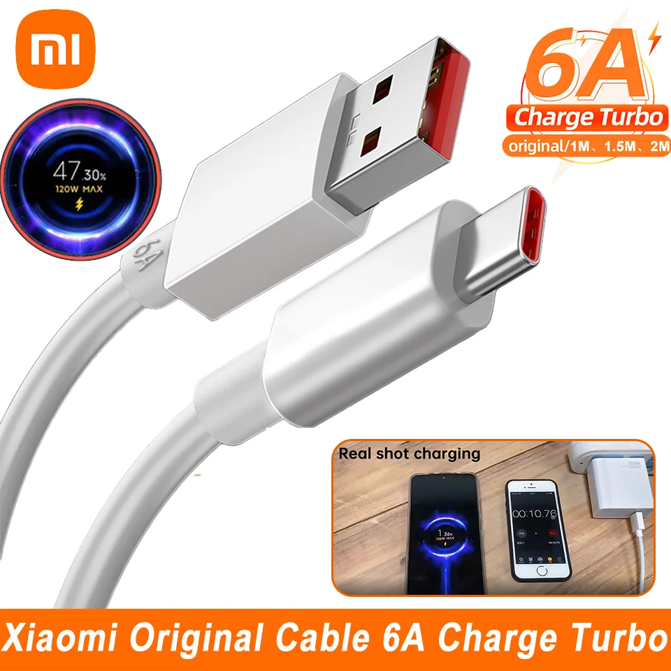 Xiaomi Cable de datos USB tipo C Turbo, Cargador rápido Original de 120W para Mi 12, 11, 10 ...