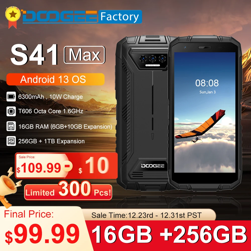 World-Premiere-DOOGEE-S41-Max-16GB-256GB-Rugged-Machine-6300mAh-13MP-AI ...