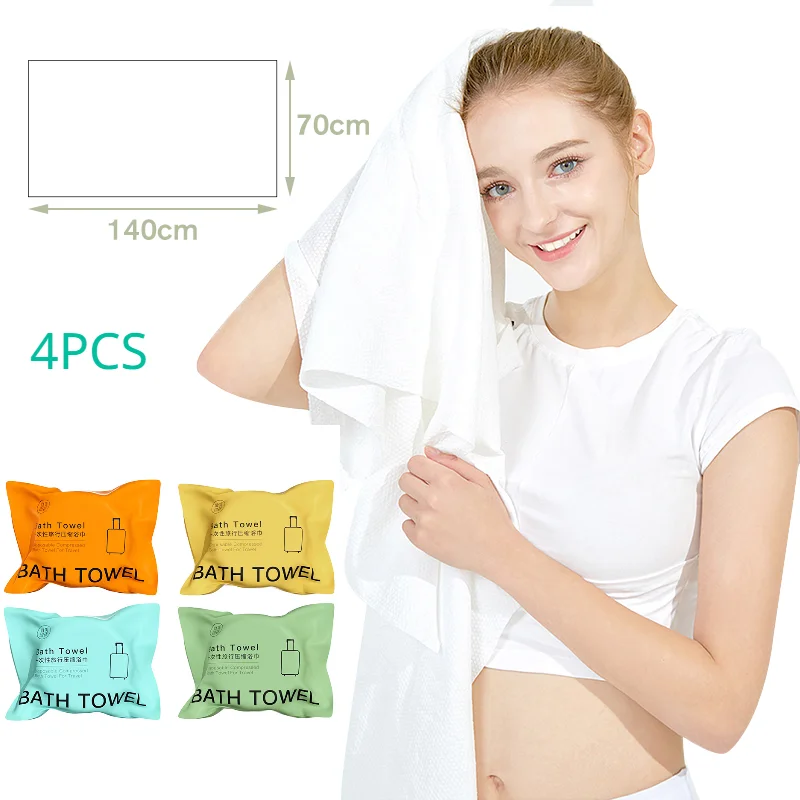 4PCS-Set-Disposable-Compressed-Bath-Towels-Cotton-Washcloth-Outdoor ...