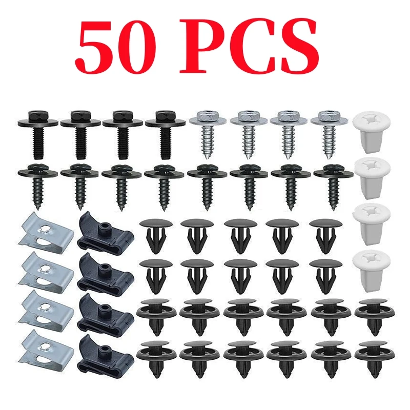 50Pcs-Auto-Fastener-Clips-Universal-Plastic-Rivets-Fasteners-Bumpers ...