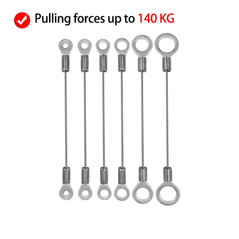 4PCS 1/2/3mm Thickness Stainless Steel Wire Eyelets Ended Short Rope ...