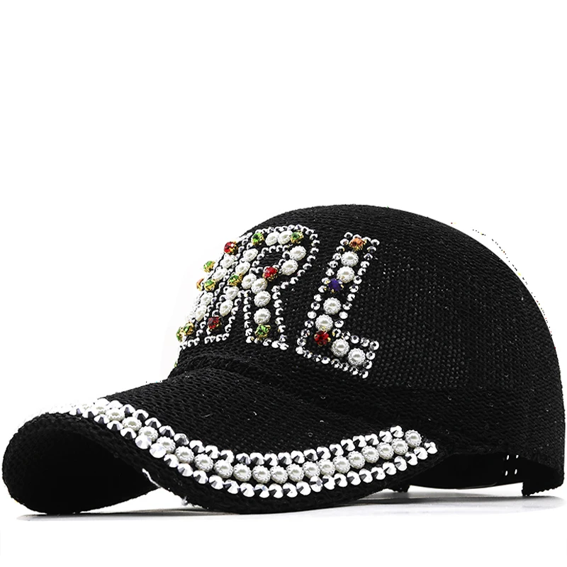 Luxury-Rhinestone-Baseball-Cap-for-women-Adjustable-Snapback-Hat ...
