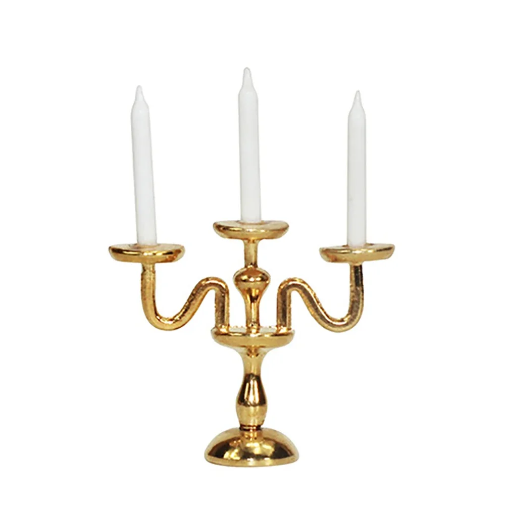 1/12 Dollhouse Miniature Accessories Mini Candle Light with Candlestick ...