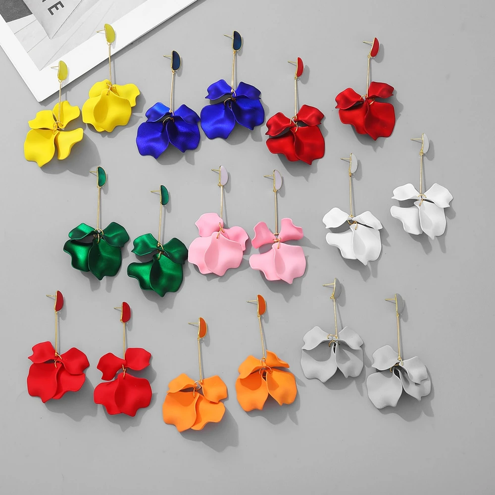 KISSWIF-Romantic-Sweet-Acrylic-Petal-Long-Dangle-Drop-Earrings-For ...