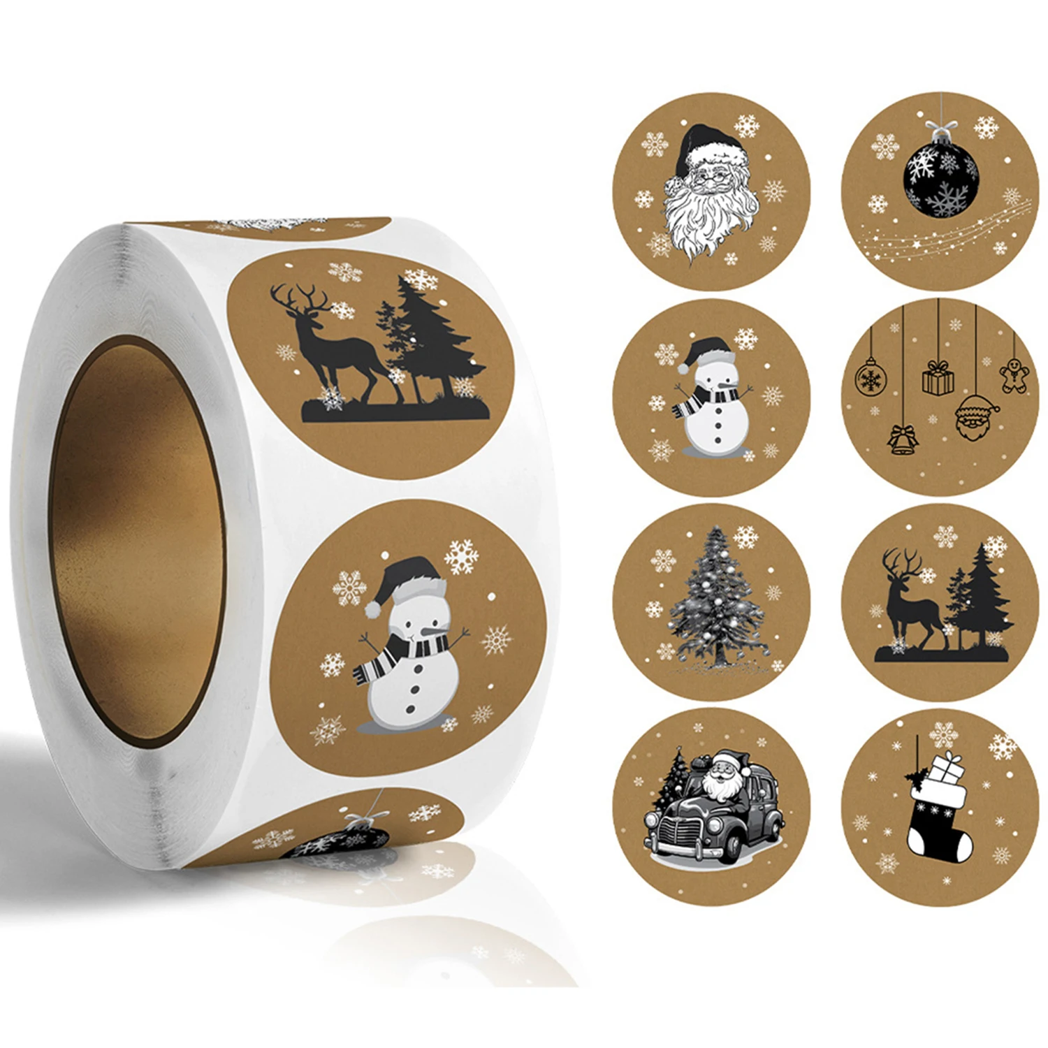 100-500pcs-Kraft-Paper-Stickers-Christmas-Gift-Decoration-Sticker-For ...