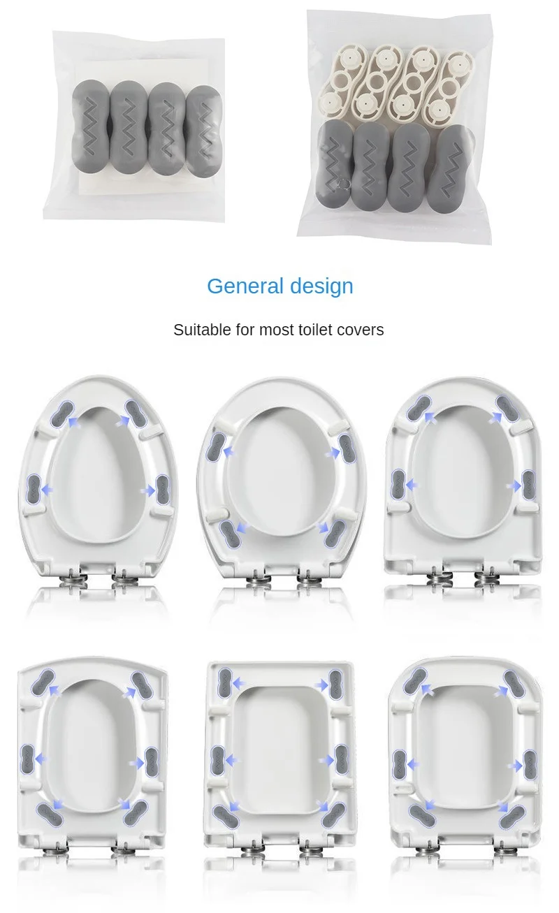 Universal Toilet Lid Cushion Anti-slip Toilet Seat Cushion Rubber Pad Buffers Pack-white Stop ...