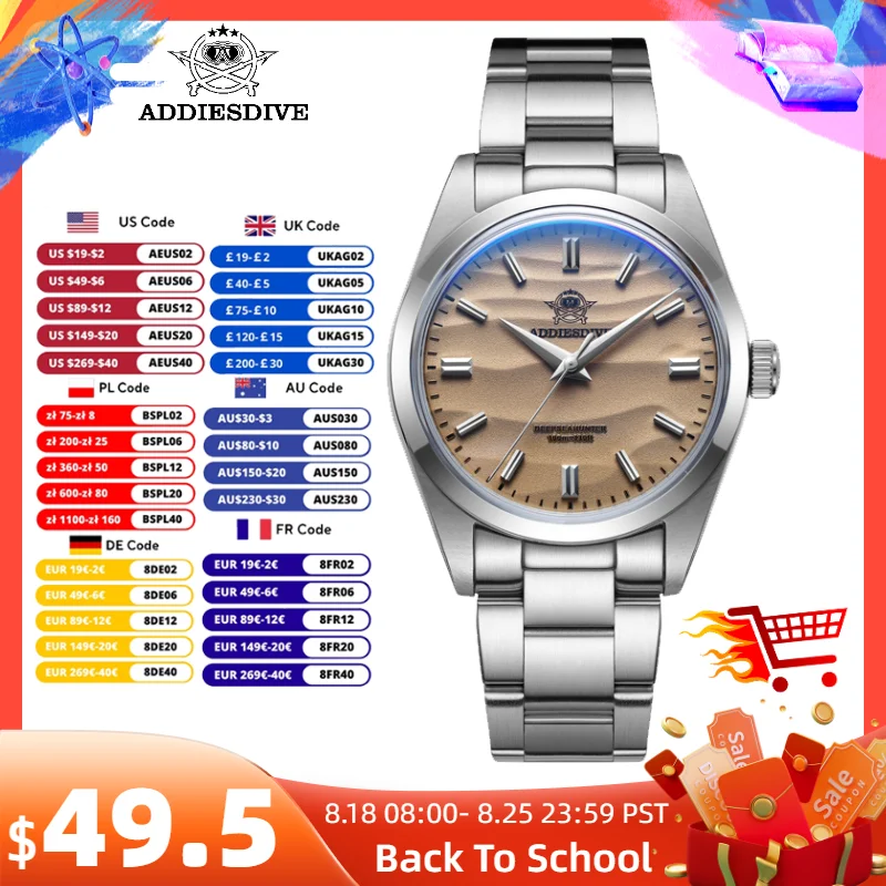 ADDIESDIVE-Men-s-Watch-Sand-Dial-36mm-Quartz-Watch-100m-Waterproof-316L ...