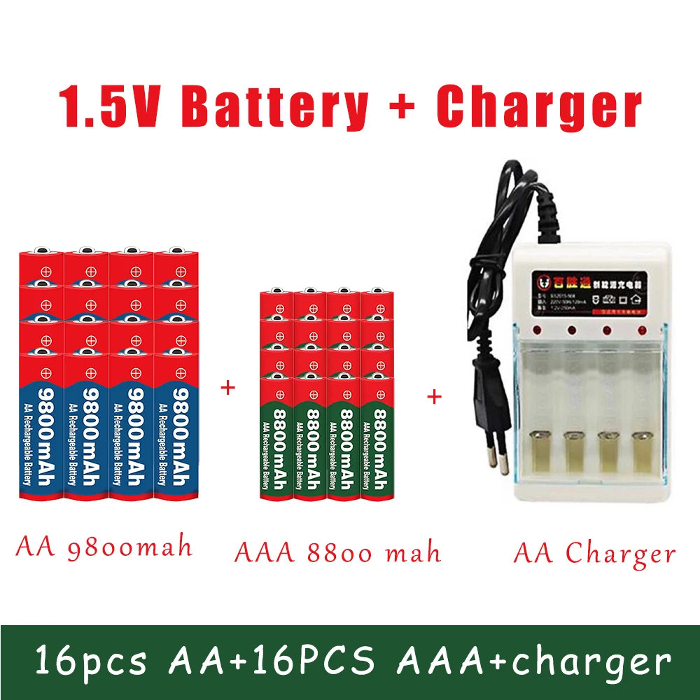 1.5v Aaa 8800mah Battery Aa 9800mah Rechargeable Battery Ni-mh 1.5v ...