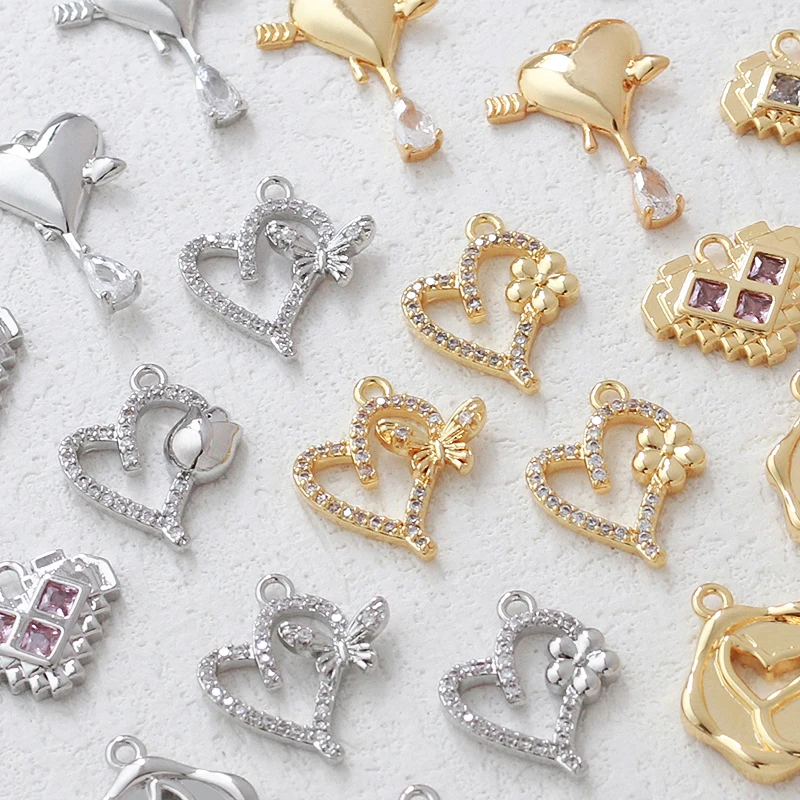 1pcs-Copper-Plated-Gold-Inlaid-Zirconium-Love-Pendant-Diy-Bracelet ...