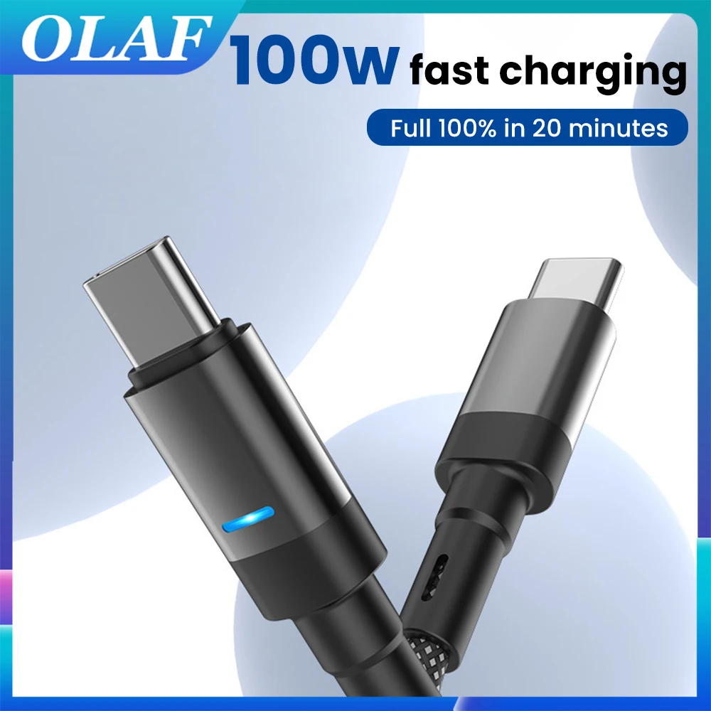 100w-Cable-USB-A-C-to-Type-C-Fast-Charging-Data-Cable-With-Light-For ...