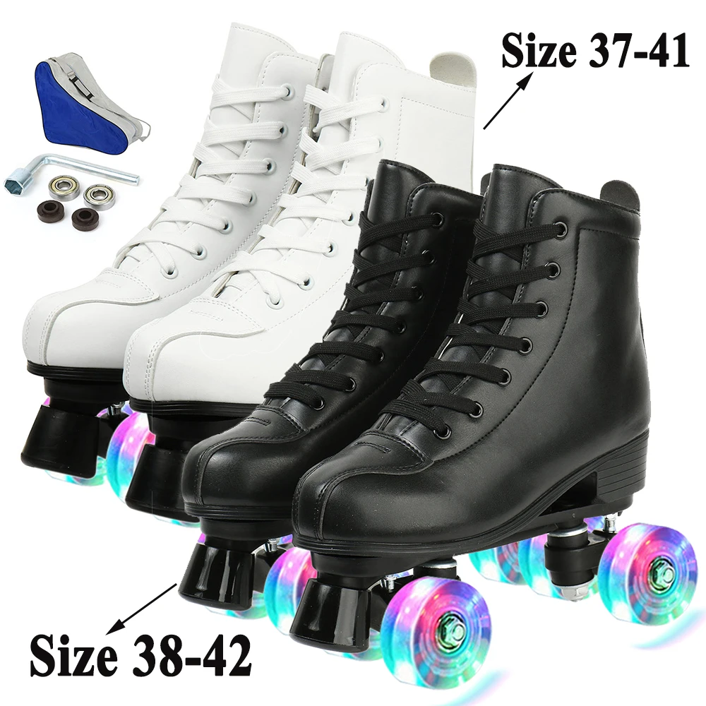 Pu-Leather-Roller-Skate-Shoes-4-Wheels-Quad-Sneakers-Outdoor-Skating-Sport-Beginner-Men-And ...