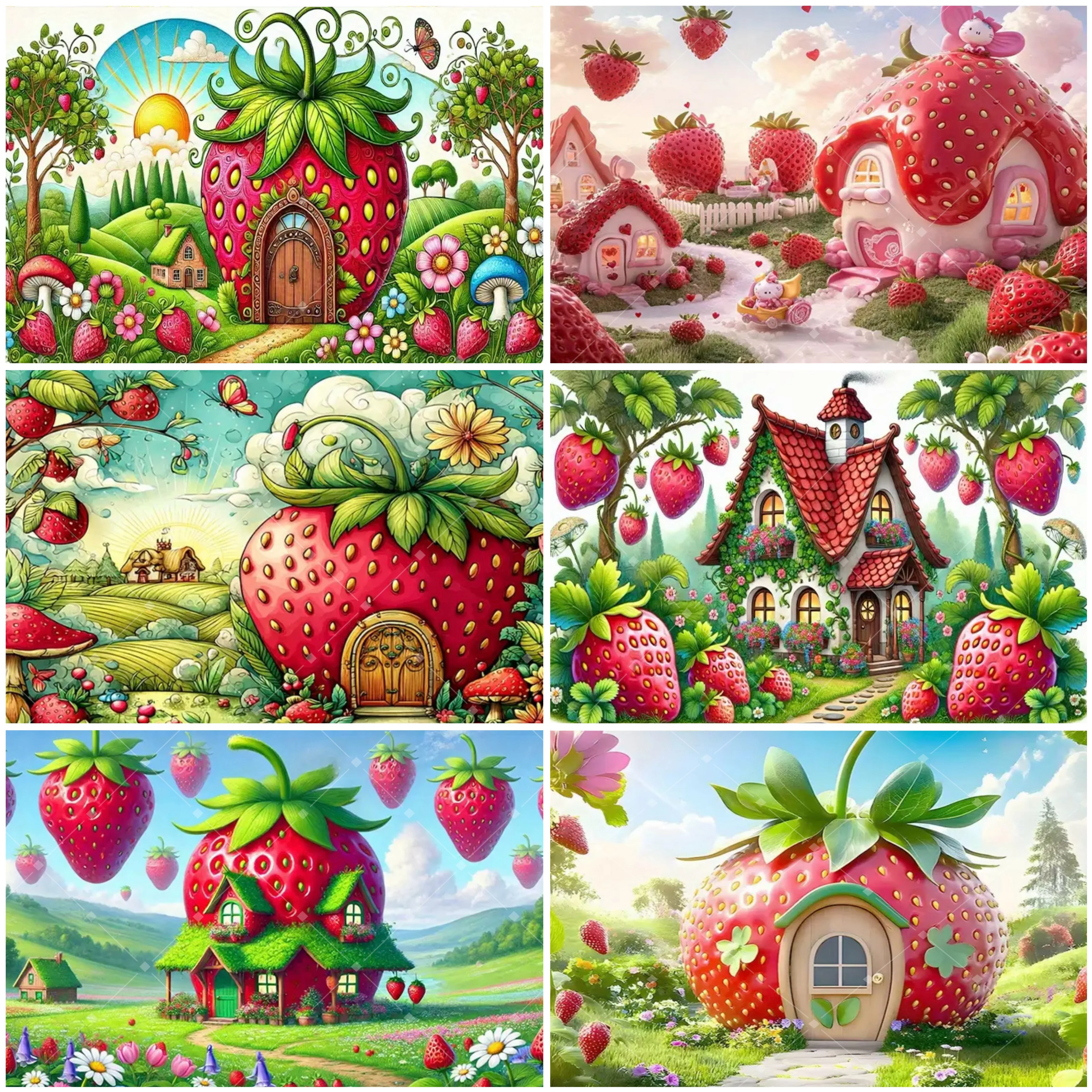 Fantasy Fairy Tale Strawberry House Party Decorations Backdrop ...