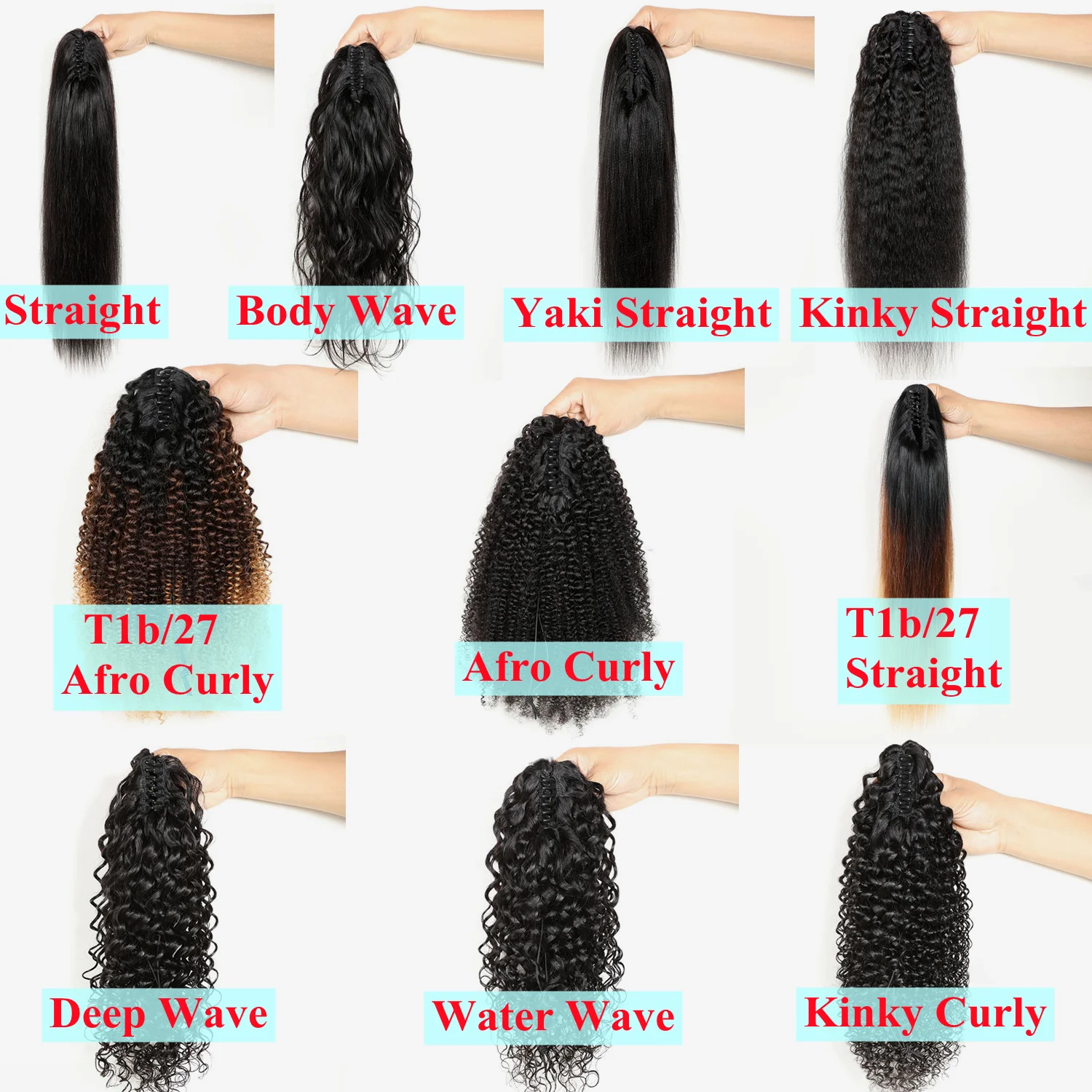 Natural multiple textures human hair extensions