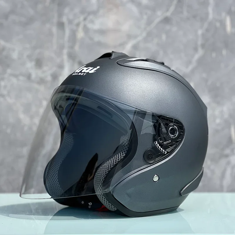 Ram4-Matt-Grey-Half-Helmet-Men-and-Women-Motorcycle-Off-Road-Summer ...