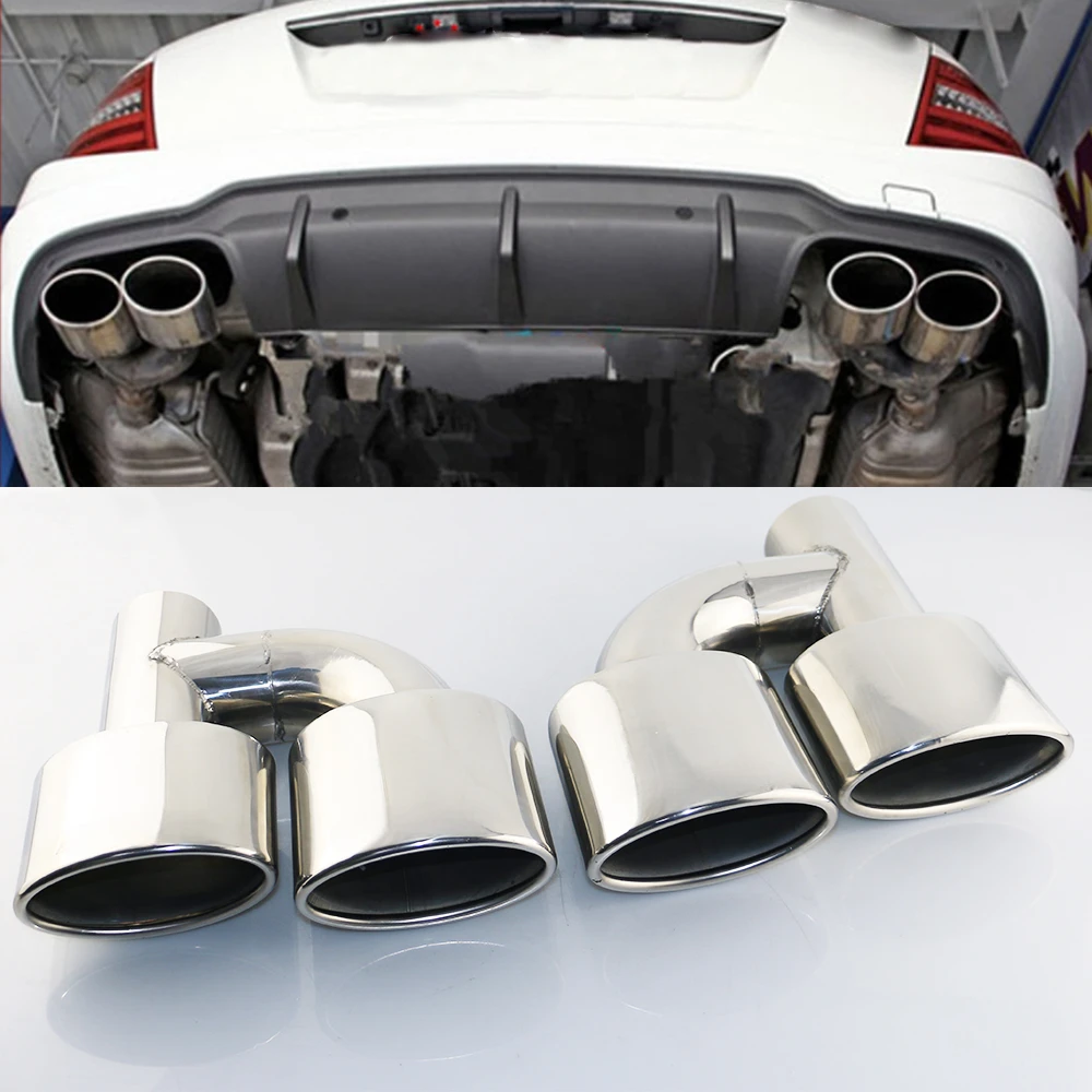 1PCS Inter 63mm Dual oval Outlet Car exhaust tip Stainless steel Rolled ...