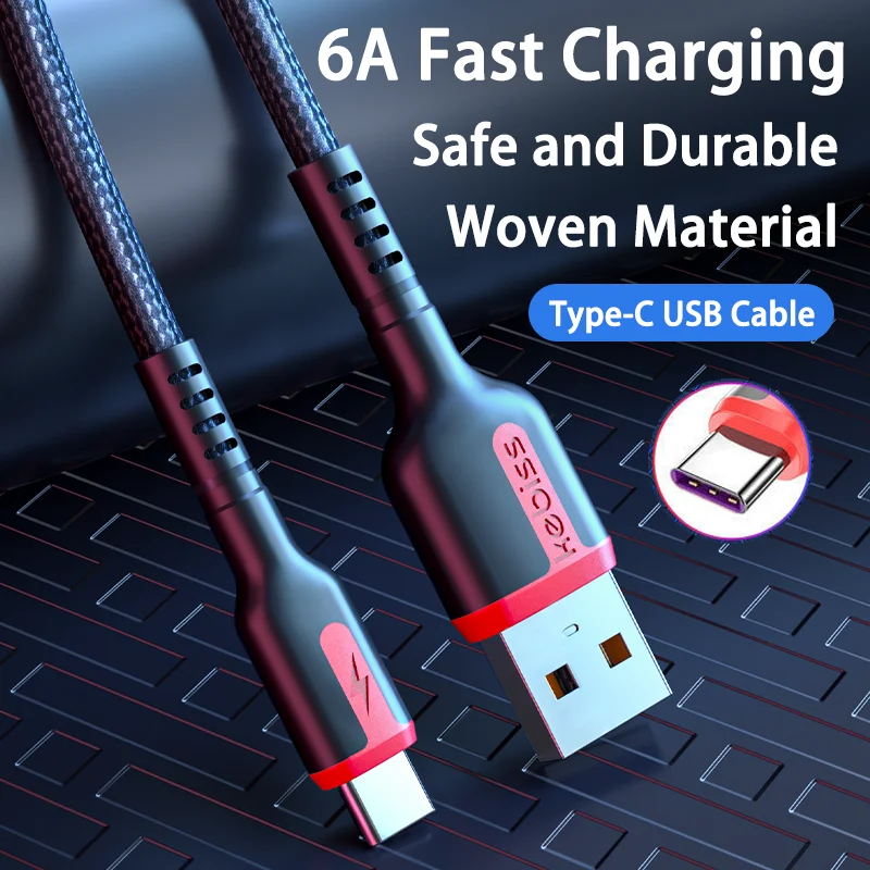 66W 6A Fast Charging Type C Cable USB C Cable for Samsung Huawei P40 ...