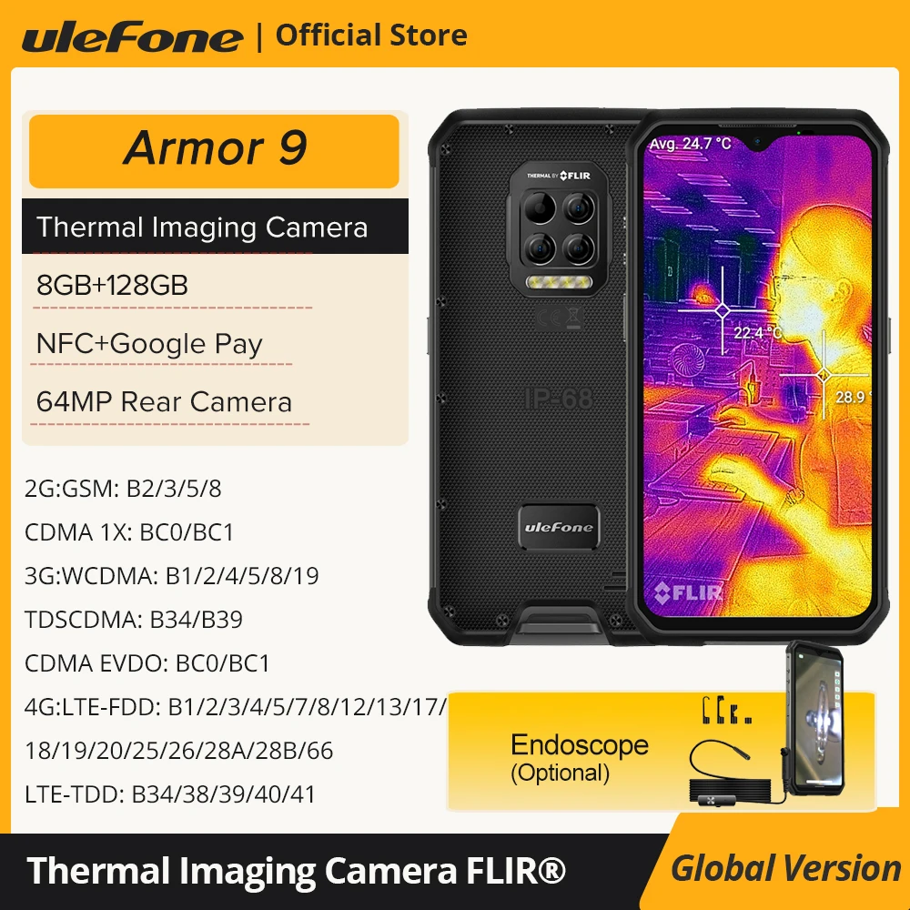 Ulefone Armor 9 Rugged Mobile Phone Thermal Imaging Camera FLIR ...