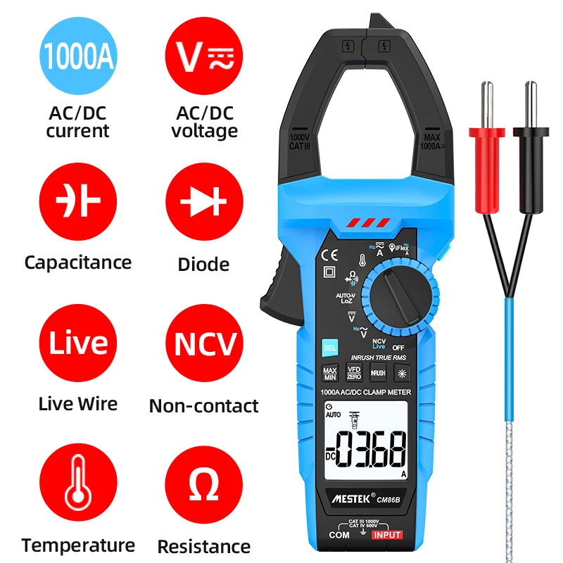 MESTEK-CM86-True-RMS-1000A-AC-DC-Curent-Clamp-Meter-Multimeter-Pinza ...