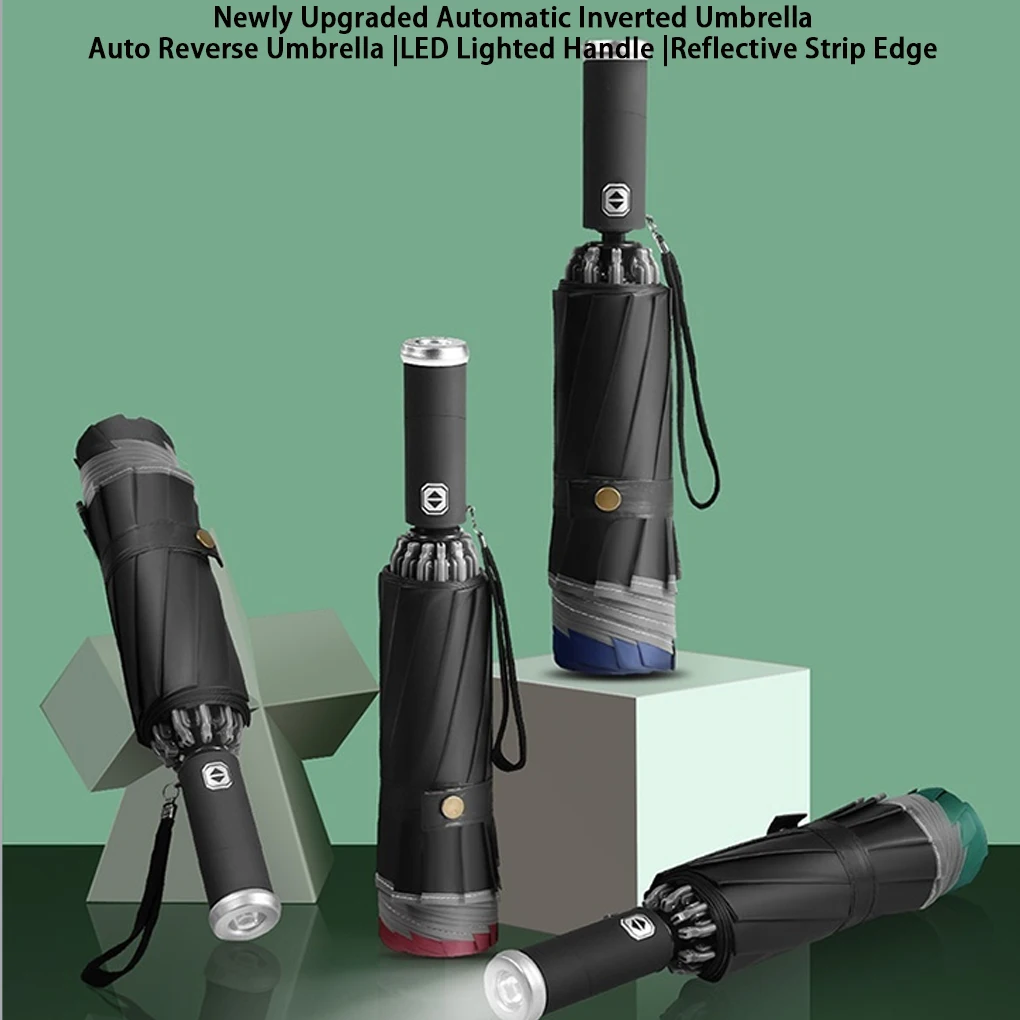 2025 LED Automatic Umbrella Reflective Stripe Reverse Led Light ...