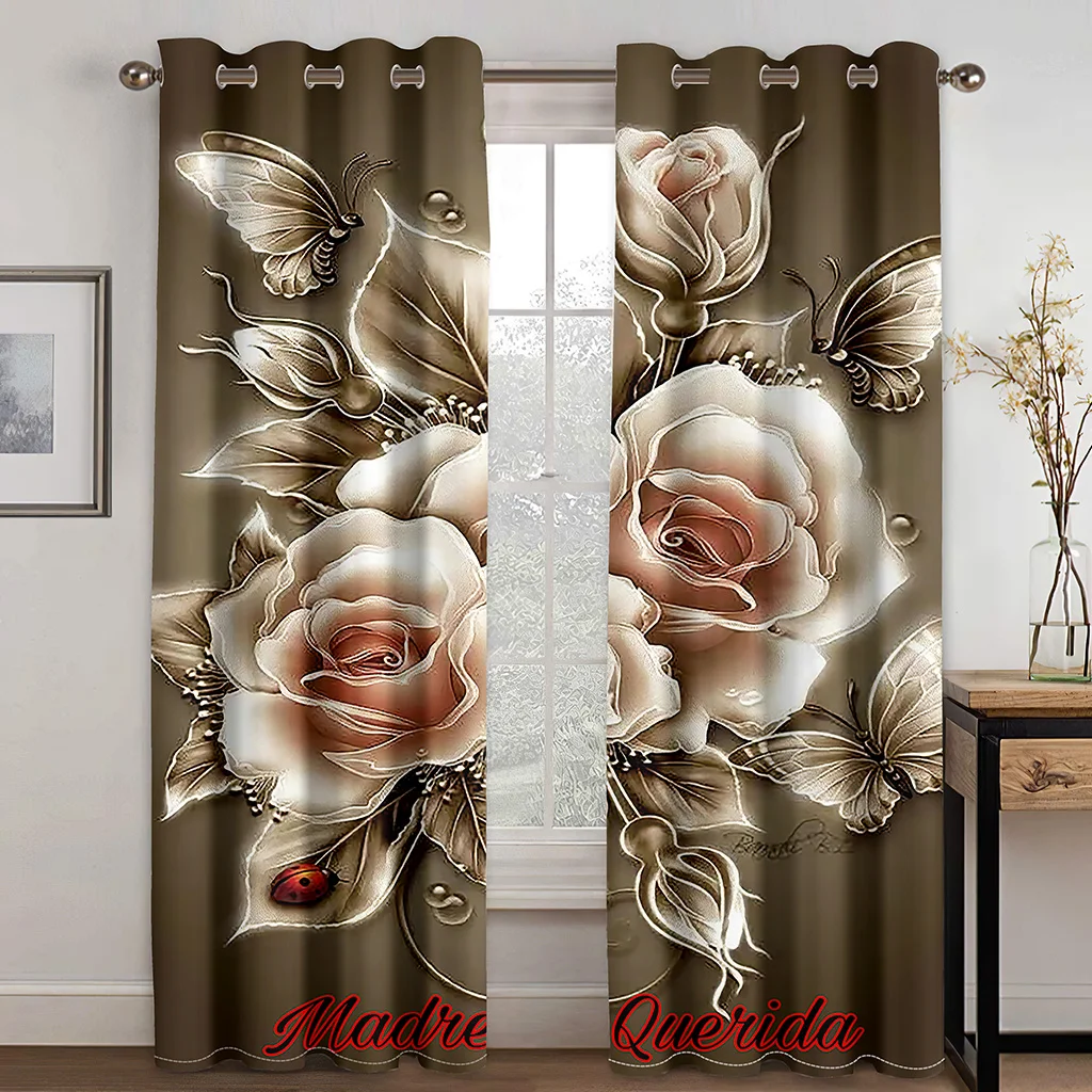 3D-Printing-Curtain-Rose-Romantic-Flower-Printed-Curtains-For-Living ...