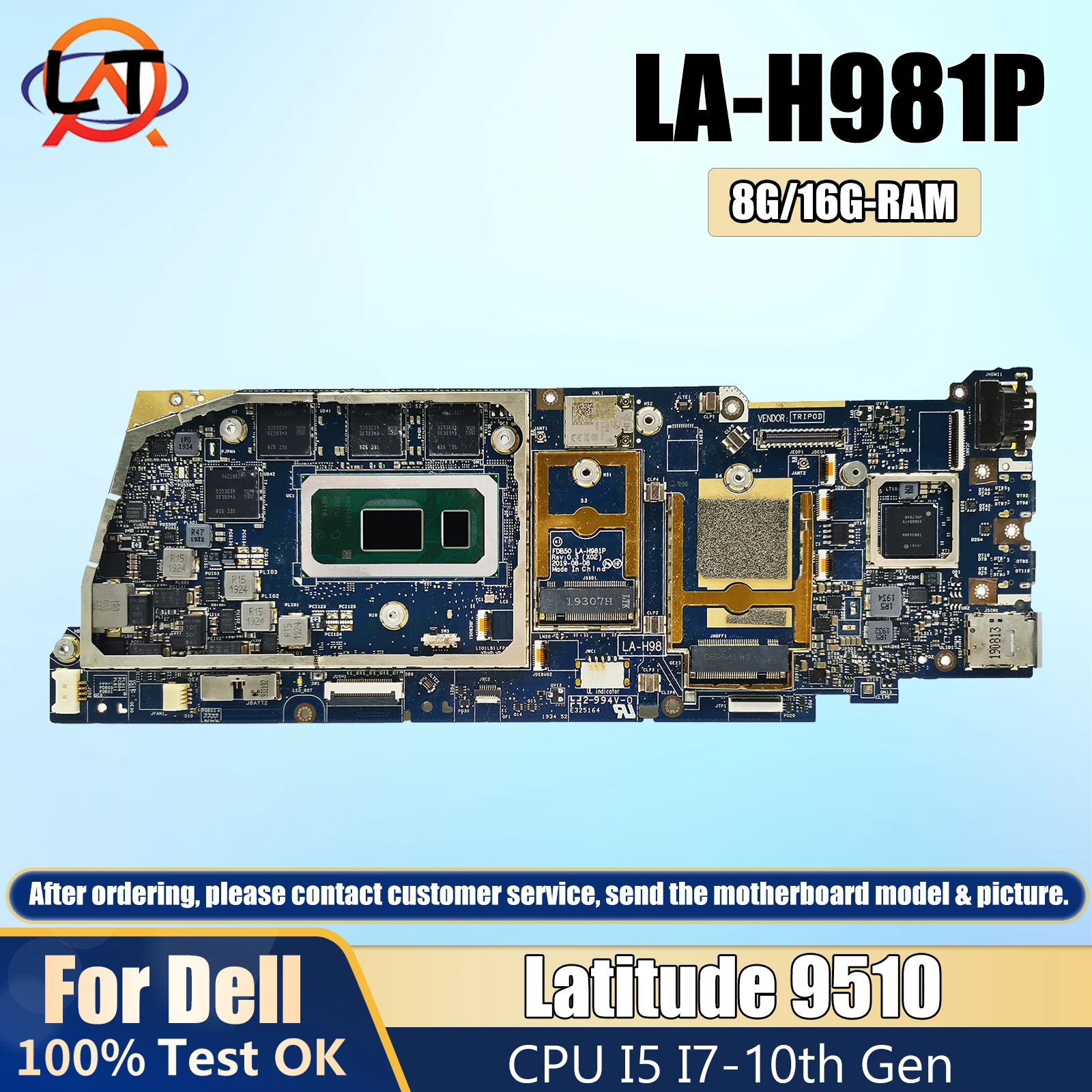 LA-H981P-For-DELL-Latitude-9510-Laptop-Motherboard-I5-10210U-I7-10810U ...