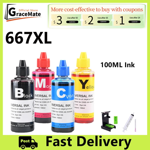 667XL for Deskjet Plus Advantage 6075 6475 6476 1275 2374 2375 2376 ...