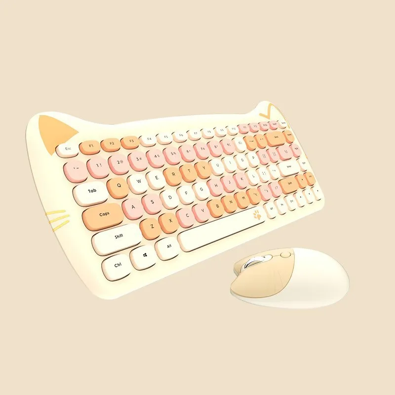 Wireless-Keyboard-and-Mouse-Set-Cute-Cat-Mechanical-Competition-Office ...