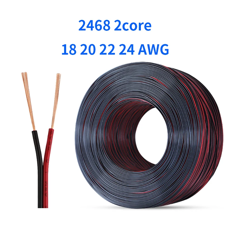 AWM 2468 vw 1 80c 300v Red And Black DC power Wire PVC Insulation 18awg 20awg 22awg 24awg 2 Core ...