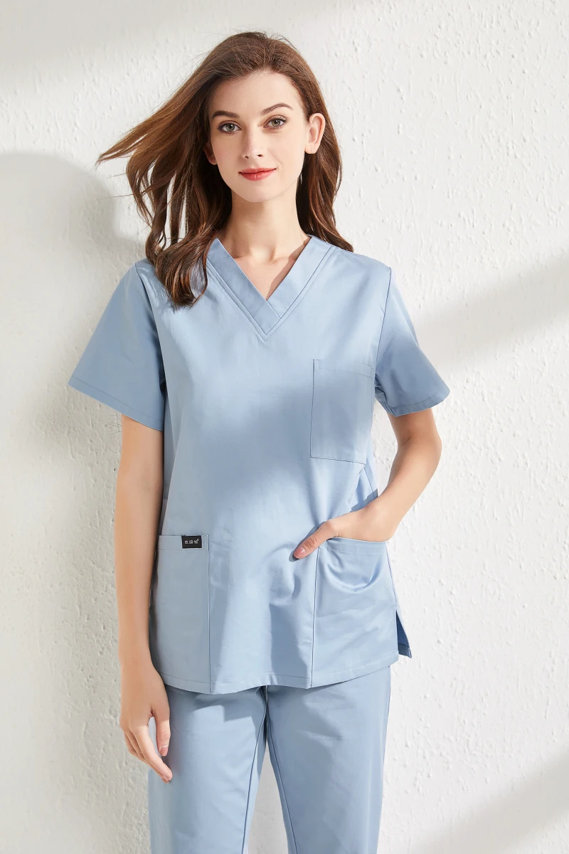 Women-s-Summer-100-Cotton-Short-Sleeve-Dental-Clinic-Uniforms-V-Neck ...
