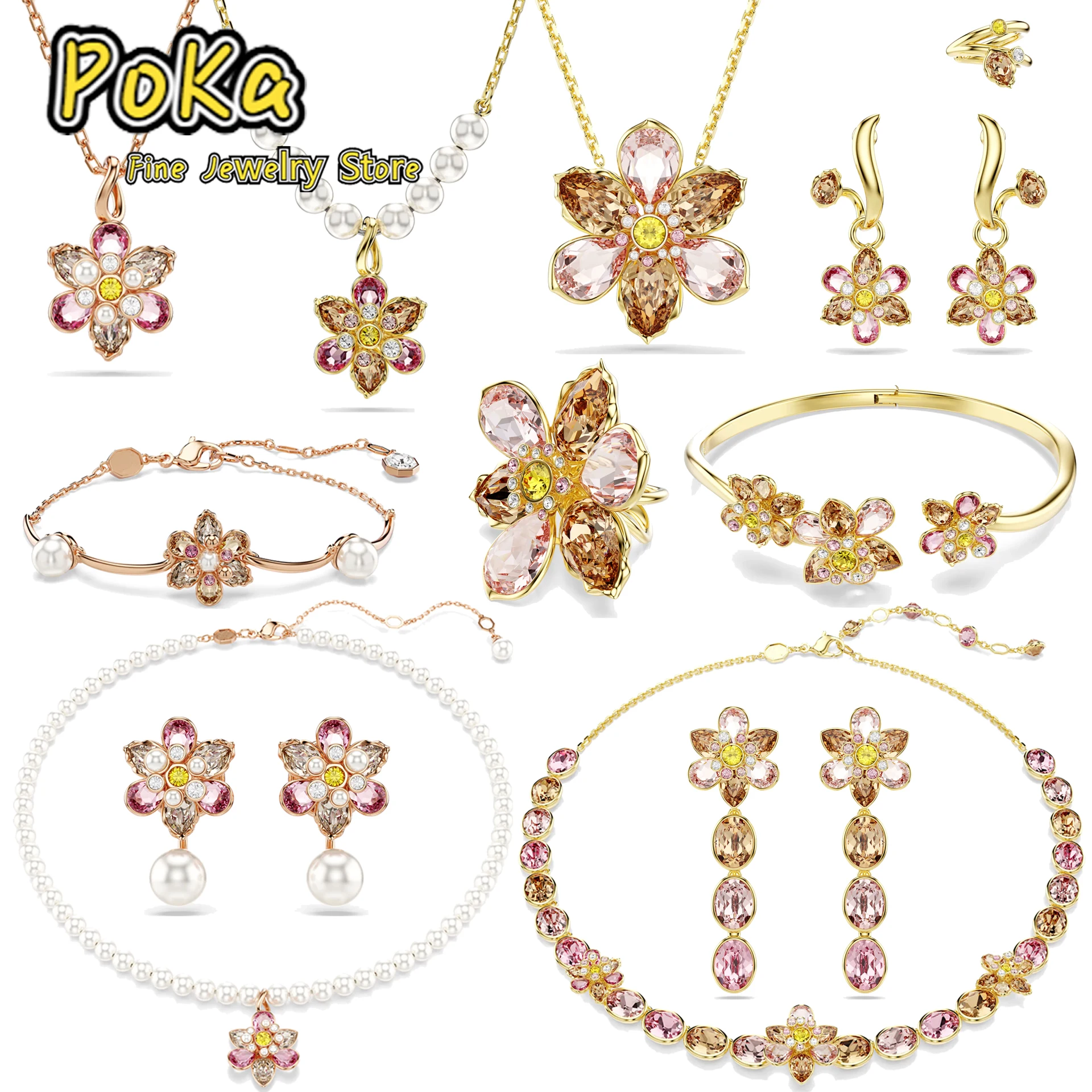 Original Jewelry Set New Color Flower Crystal Boutique Irregular ...
