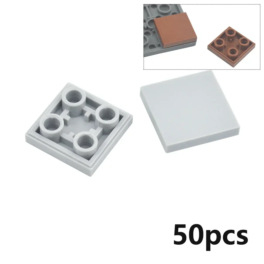 50Pcs-Smooth-2X2-Inverted-Building-Blocks-DIY-enlighten-Flat-Tile-Brick ...