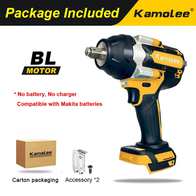 Kamolee-1800N.M 토크 DTW700 브러시리스 전기 임팩트 렌치, 마끼다 18V 배터리용 1/2 인치 무선 렌치 전동 공구