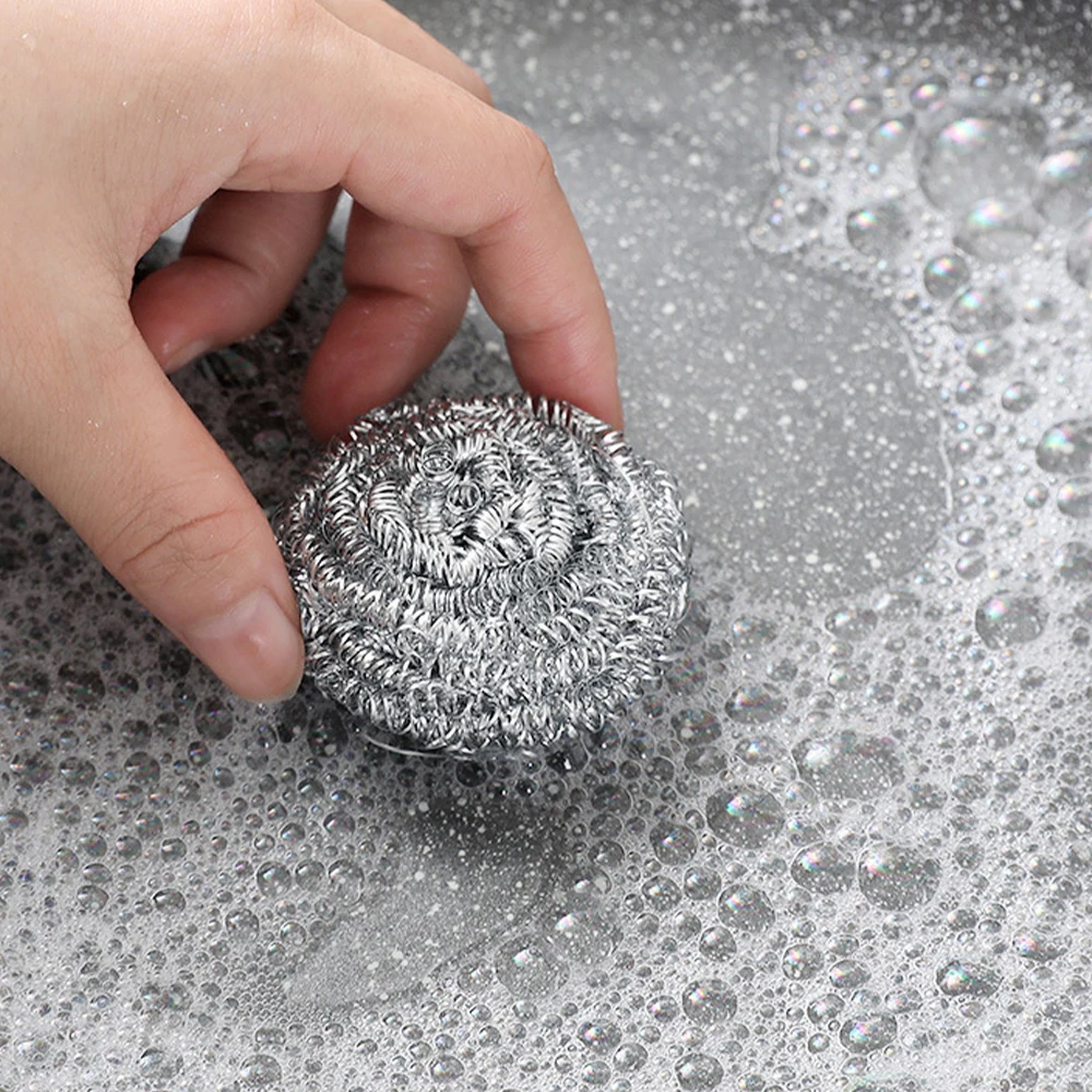 6 Pcs Stainless Steel Cleaning Balls Kitchen Dishwashing Steel Balls ...